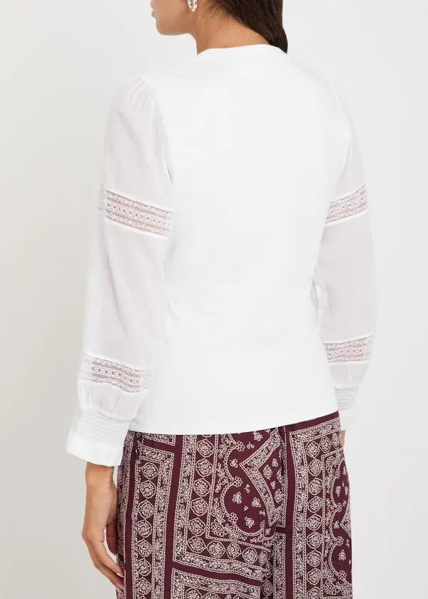 Veronica Beard Bellamie Lace-trimmed Stretch-cotton Top