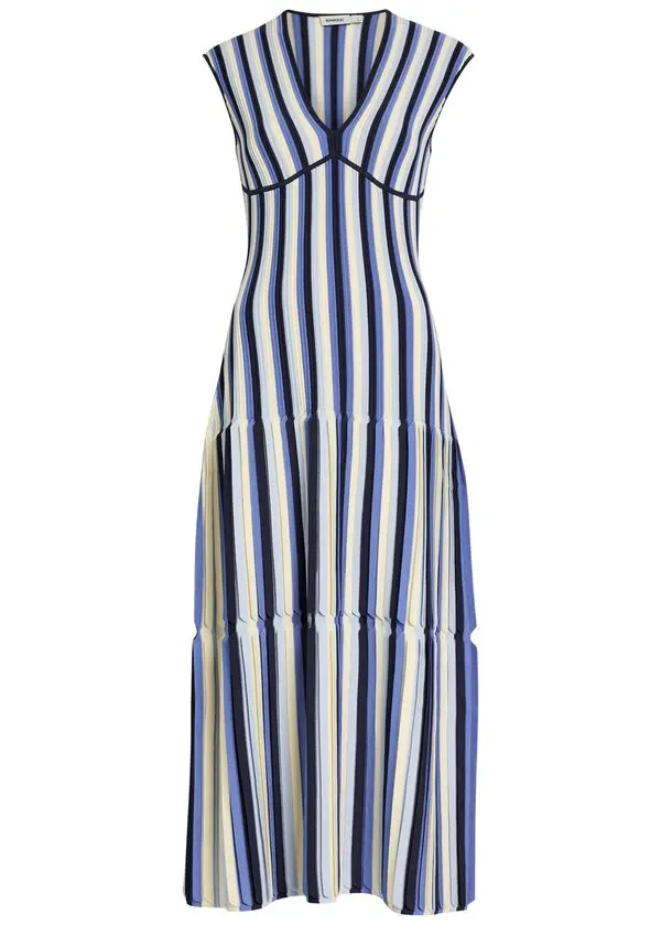 Simkhai Lianne Striped Textured Knit Midi Dress