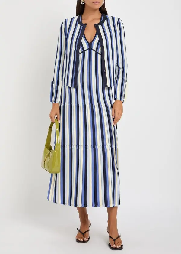 Simkhai Lianne Striped Textured Knit Midi Dress