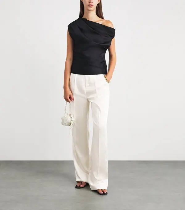 SELF-PORTRAIT Satin Wide-leg Trousers