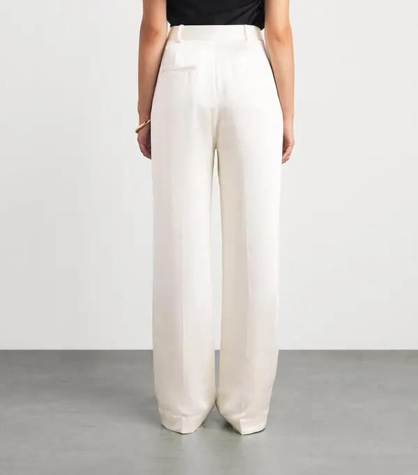 SELF-PORTRAIT Satin Wide-leg Trousers