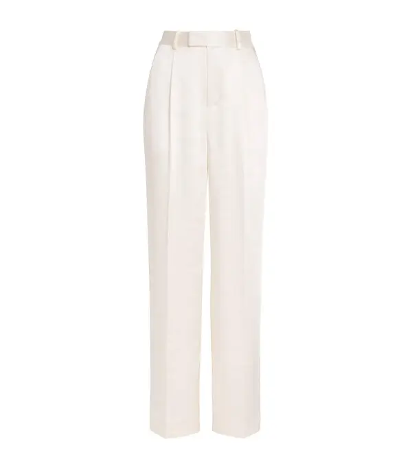 SELF-PORTRAIT Satin Wide-leg Trousers - Ivory