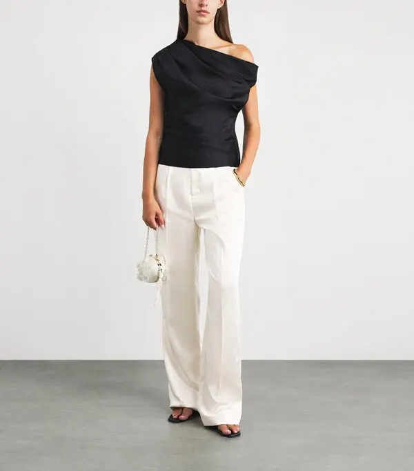 SELF-PORTRAIT Satin Wide-leg Trousers