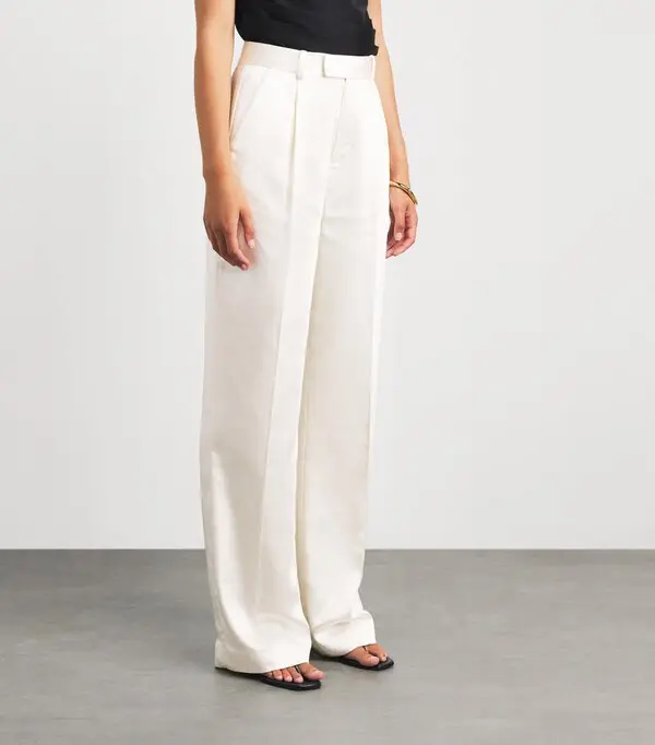 SELF-PORTRAIT Satin Wide-leg Trousers
