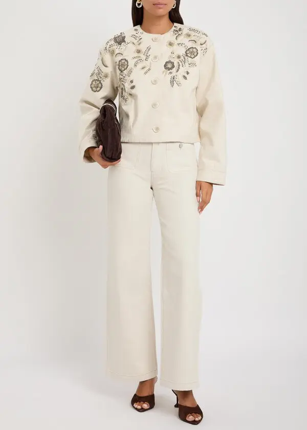 Veronica Beard Emeren Floral-embellished Cotton Jacket
