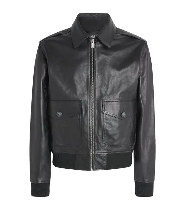 A.p.c. Gael Leather Bomber Jacket - Black