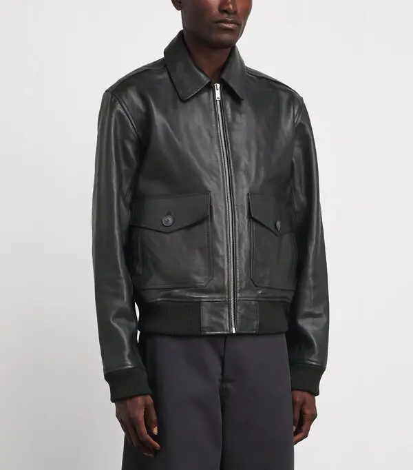 A.p.c. Gael Leather Bomber Jacket - Black