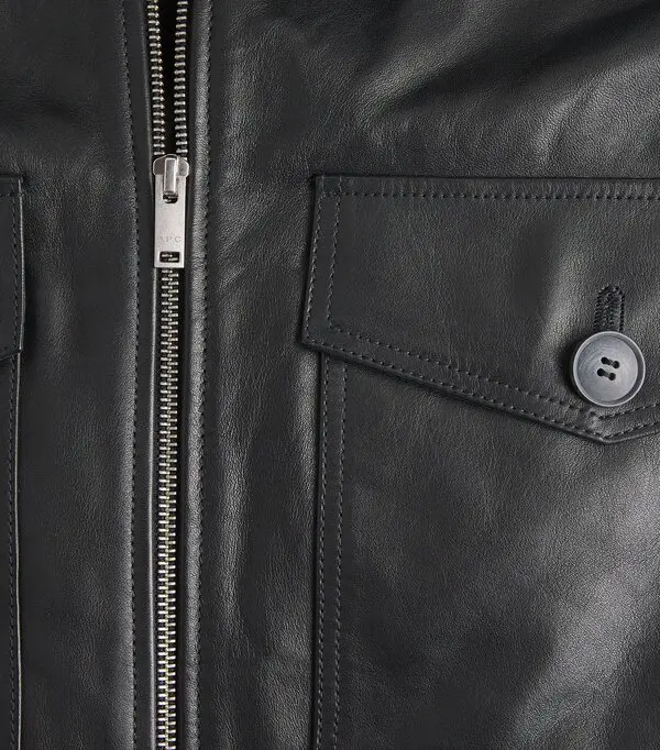 A.p.c. Gael Leather Bomber Jacket - Black