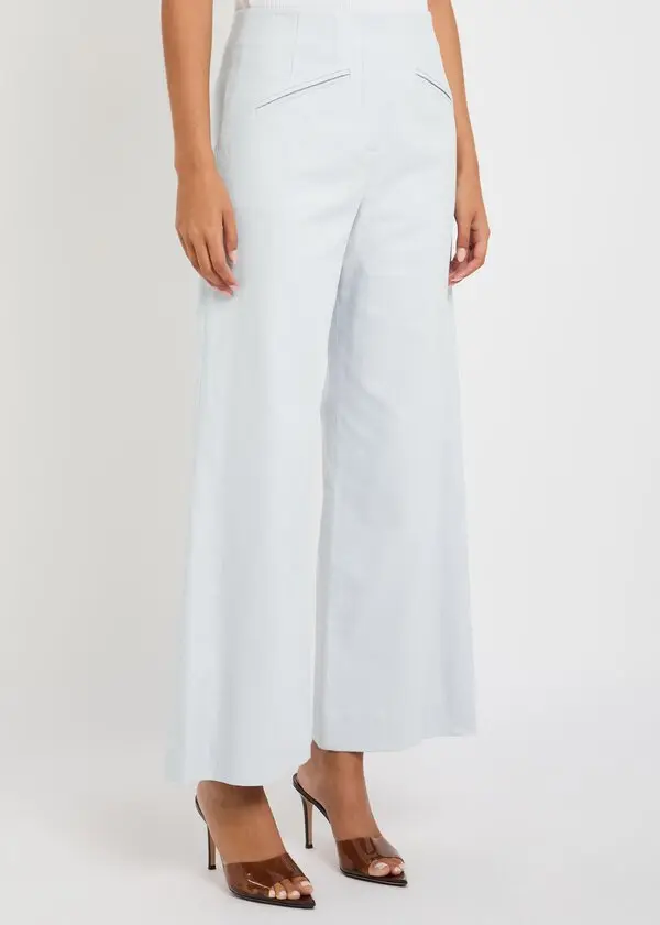Veronica Beard Cassidee Wide-leg Twill Trousers - Light Blue