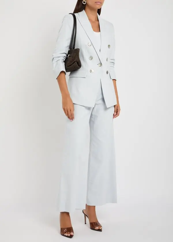 Veronica Beard Cassidee Wide-leg Twill Trousers - Light Blue
