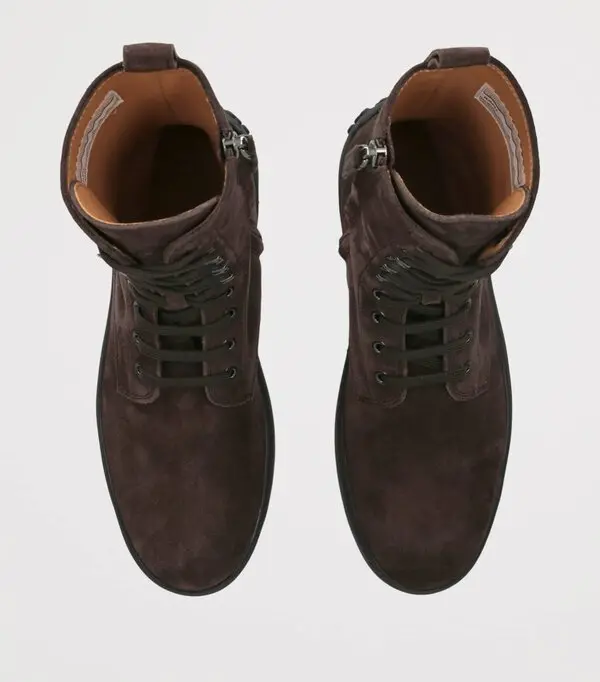 TOD'S Suede Lace-up Ankle Boots - Brown