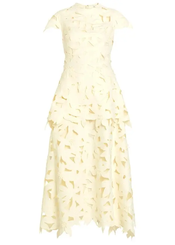 Simkhai Floral Cutwork Woven Midi Dress - Ivory