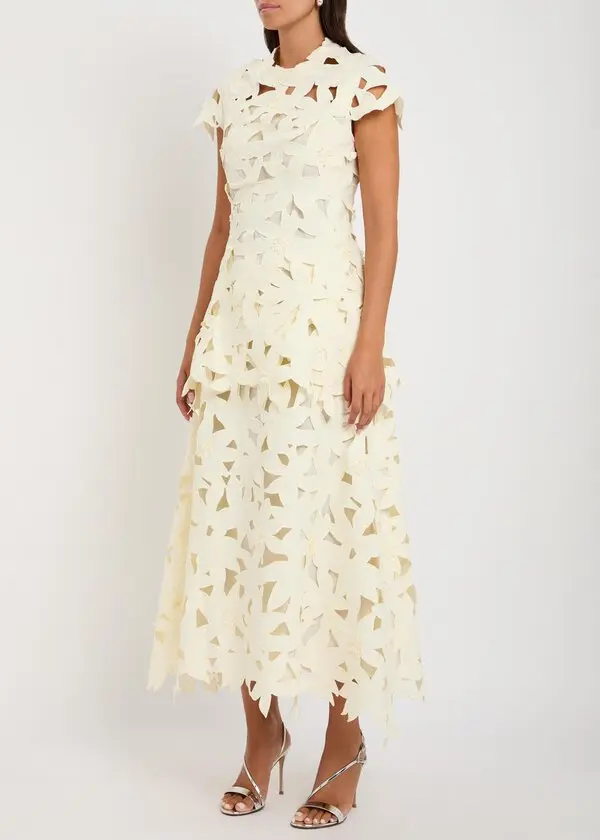 Simkhai Floral Cutwork Woven Midi Dress