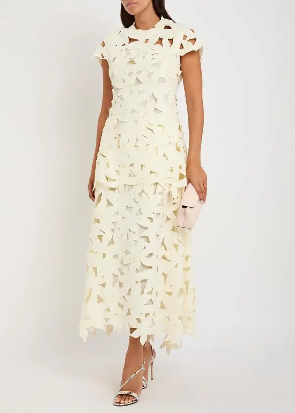 Simkhai Floral Cutwork Woven Midi Dress