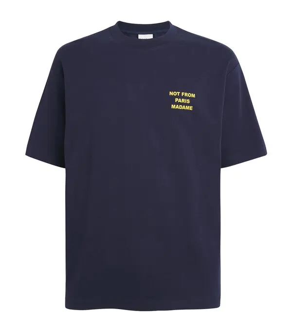 Drole De Monsieur Cotton Slogan T-shirt - Navy