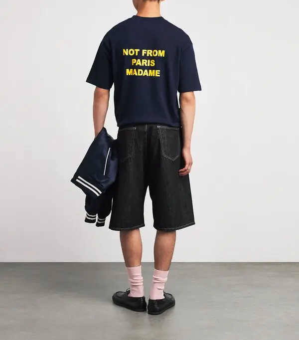 Drole De Monsieur Cotton Slogan T-shirt - Navy
