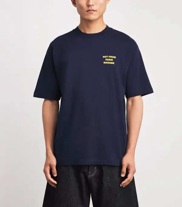 Drole De Monsieur Cotton Slogan T-shirt - Navy