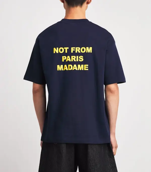 Drole De Monsieur Cotton Slogan T-shirt - Navy