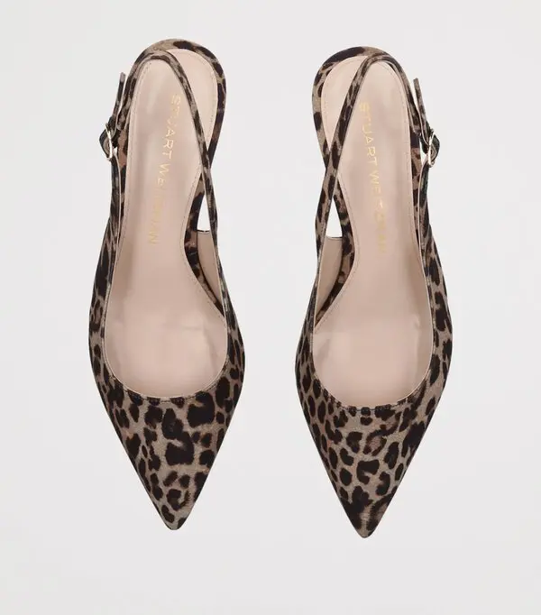 STUART WEITZMAN Leopard Print Sculpt Slingback Pumps