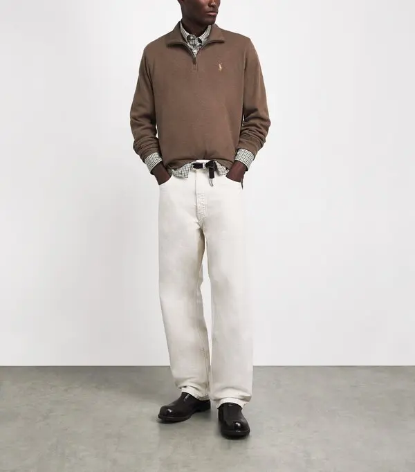 Polo Ralph Lauren Estate-rib Quarter-zip Sweater - Brown