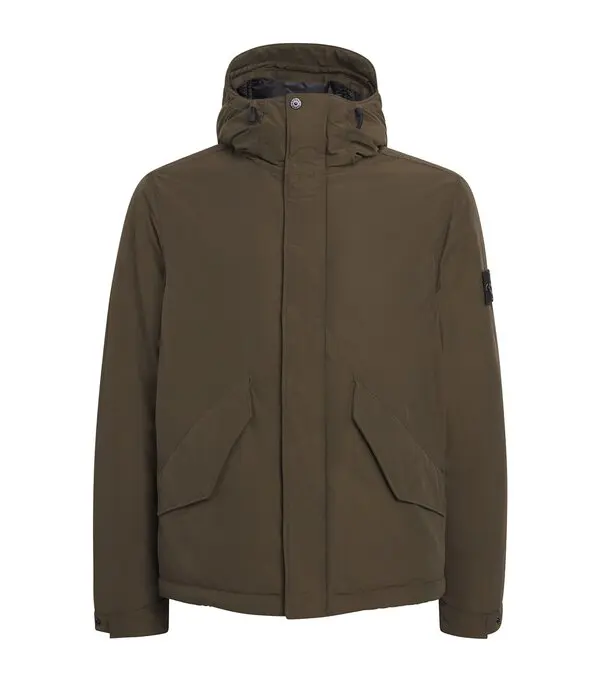 Stone Island Down Micro Twill Short Parka With Hood