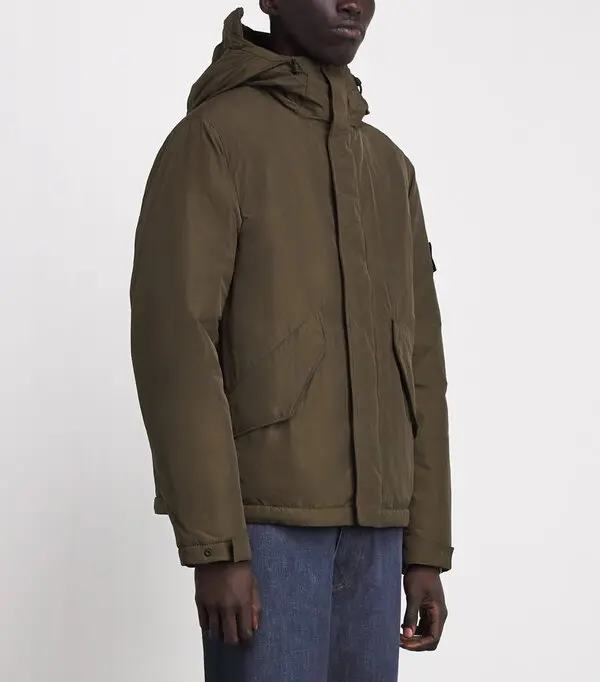 Stone Island Down Micro Twill Short Parka With Hood