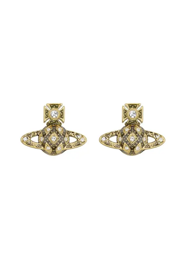 VIVIENNE WESTWOOD Rachelle Bas Relief Crystal-embellished Stud Earrings - Gold