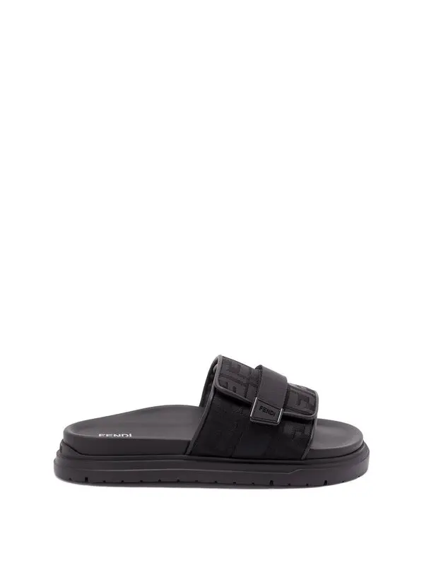 Fendi Black Ff Motif Slides