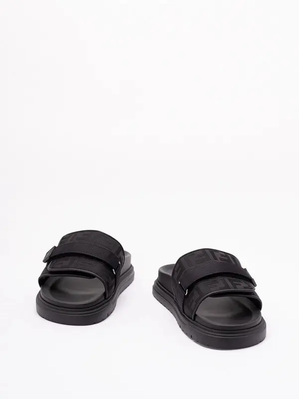 Fendi Black Ff Motif Slides