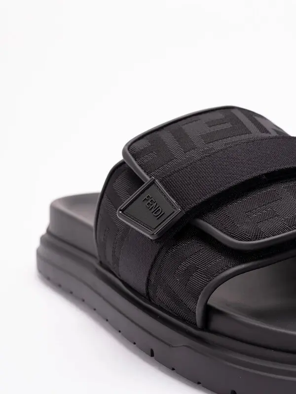Fendi Black Ff Motif Slides