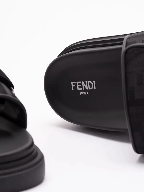 Fendi Black Ff Motif Slides
