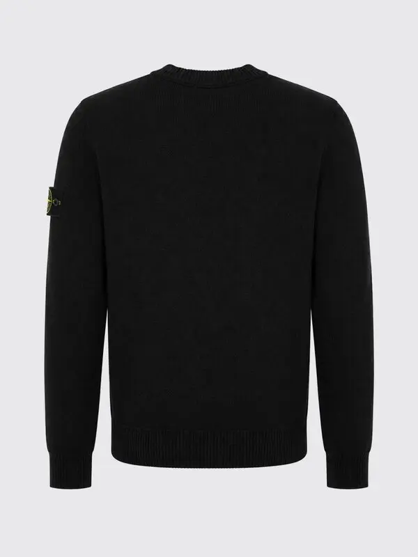 Stone Island Virgin Wool Crewneck Jumper With Compass Logo Patch - Black