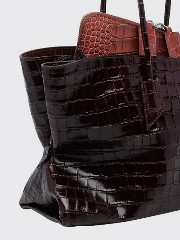 Attico La Passeggiata Crocodile-embossed Calfskin Leather Shoulder Bag - Brown