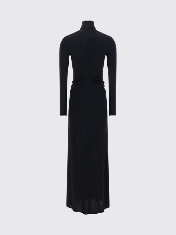 Fabiana Filippi Turtleneck Long Dress In Viscose With Draped Waist