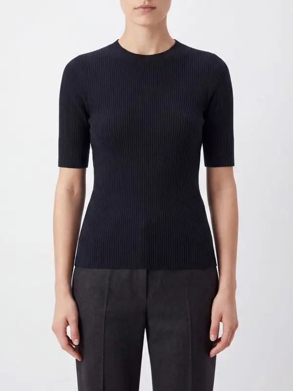 Fabiana Filippi Short-sleeved Crew-neck Jumper In Wool, Silk, And Cashmere Blend