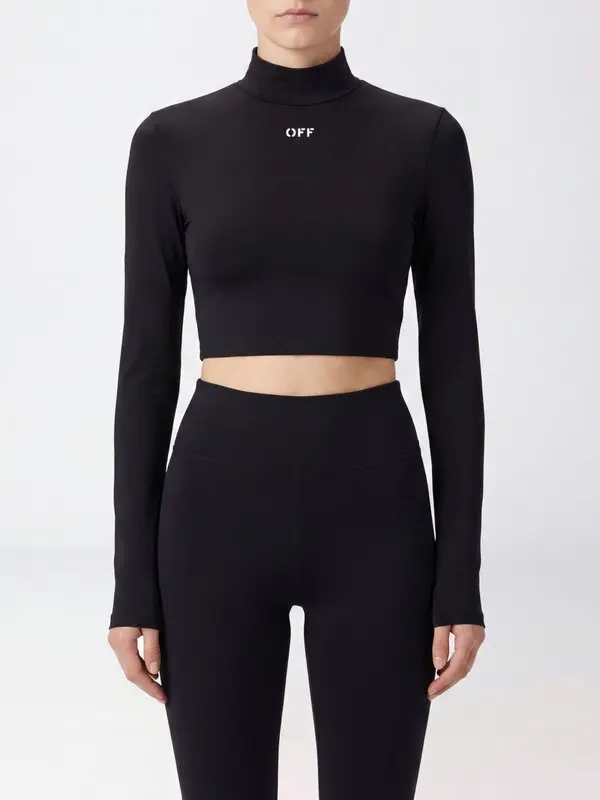Off-White Cropped Slim-fit Turtleneck Top