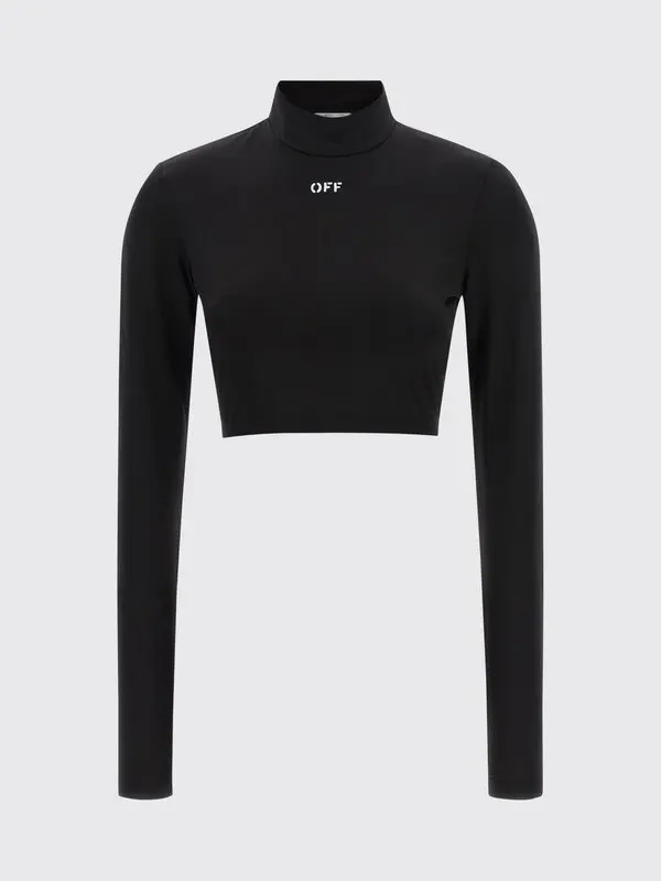 Off-White Cropped Slim-fit Turtleneck Top