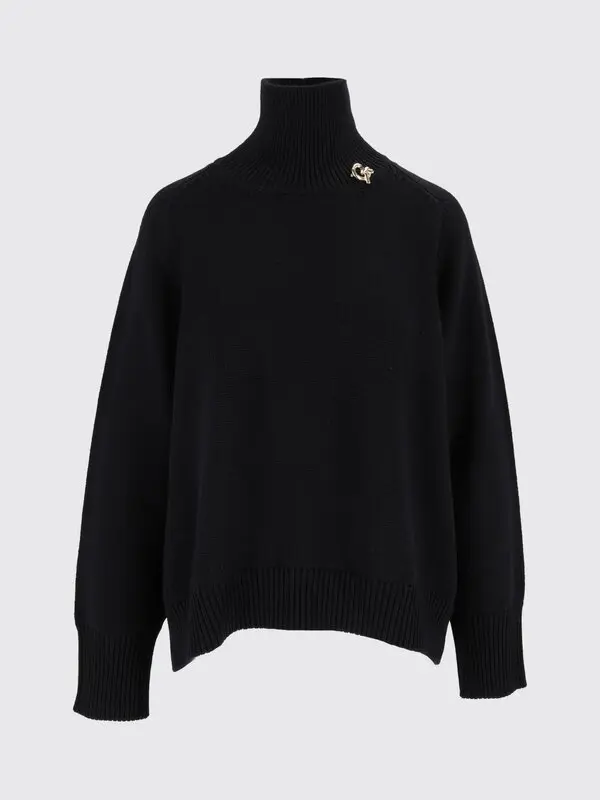 Fabiana Filippi Virgin Wool Turtleneck Jumper With Metal Detail - Blue