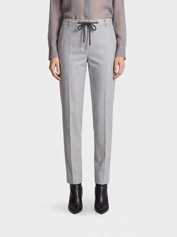 Eleventy Slim-fit Wool And Cashmere Trousers With Drawstring Waist - Grey