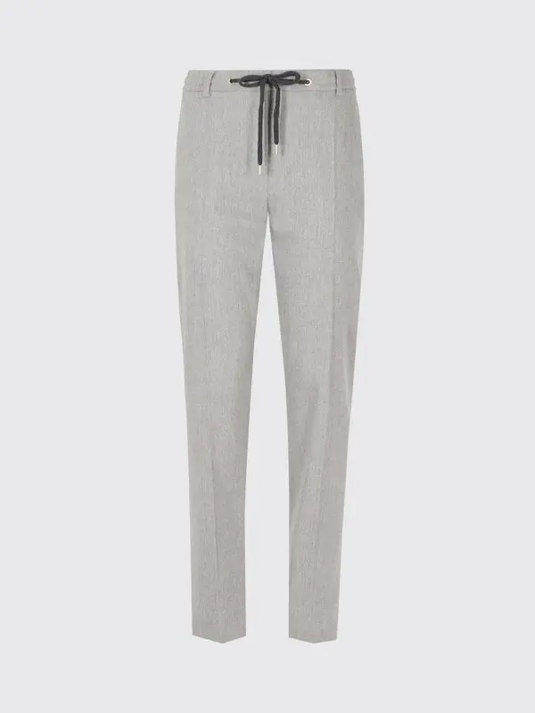 Eleventy Slim-fit Wool And Cashmere Trousers With Drawstring Waist - Grey