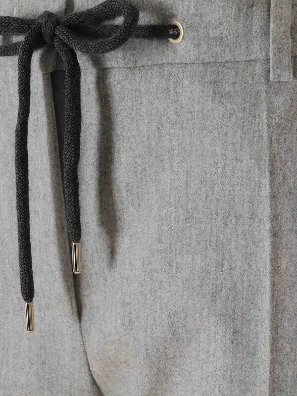 Eleventy Slim-fit Wool And Cashmere Trousers With Drawstring Waist - Grey