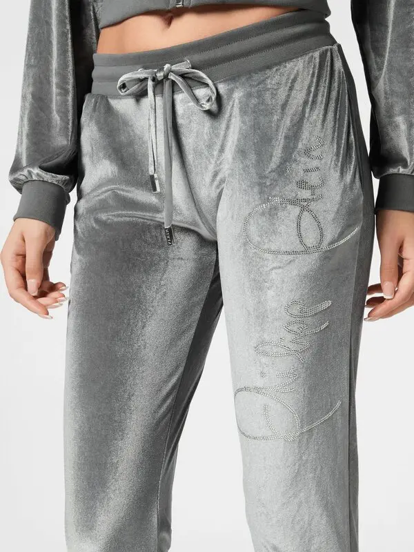 Philipp Plein Embellished Logo Velour Joggers - Grey