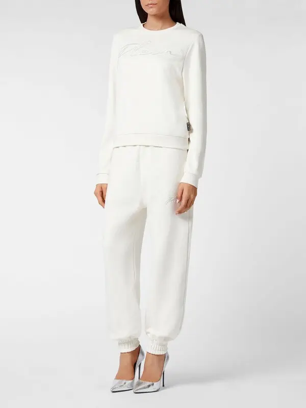 Philipp Plein Crewneck Sweatshirt With Embossed Logo - Ivory