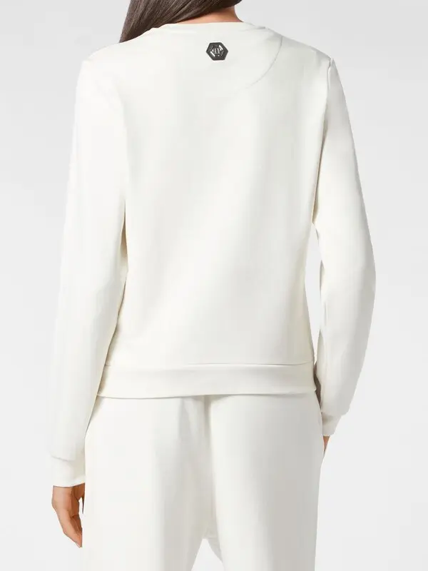 Philipp Plein Crewneck Sweatshirt With Embossed Logo - Ivory