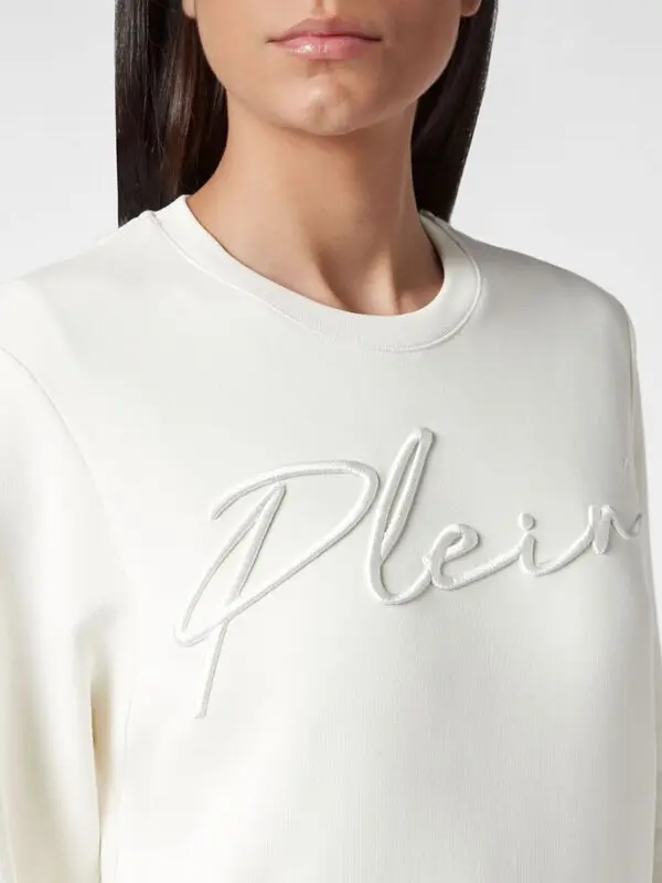 Philipp Plein Crewneck Sweatshirt With Embossed Logo - Ivory