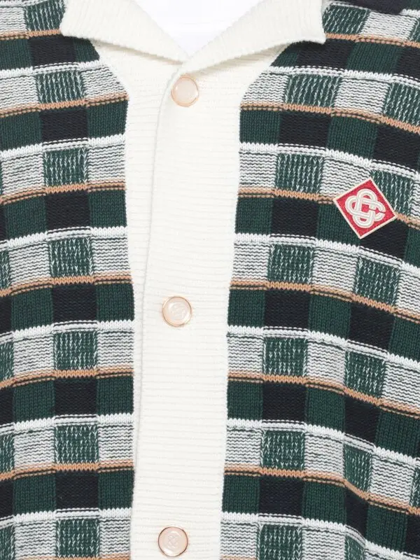 Casablanca Checkered Cotton Short-sleeve Shirt With Cuban Collar