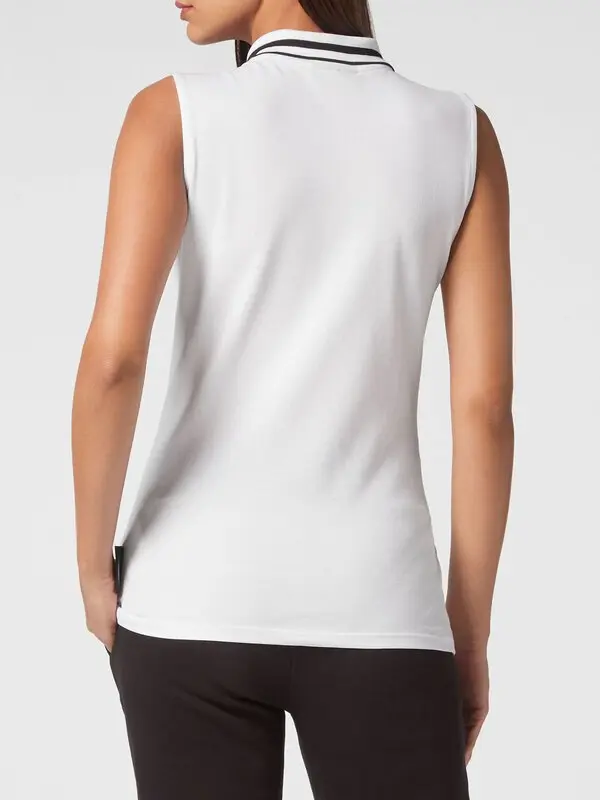 PLEIN SPORT Sleeveless Graphic Print Cotton Polo