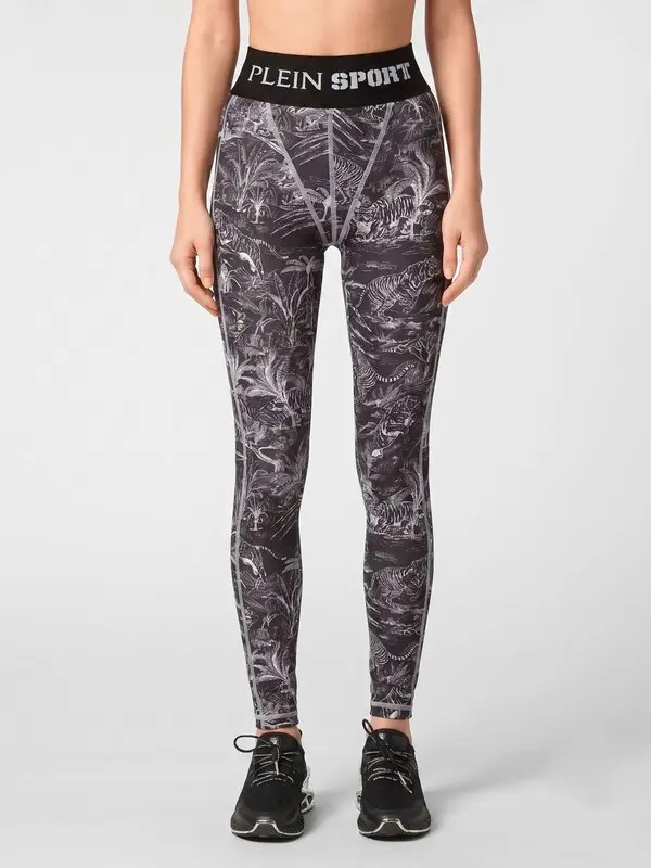 PLEIN SPORT Printed Leggings - Black