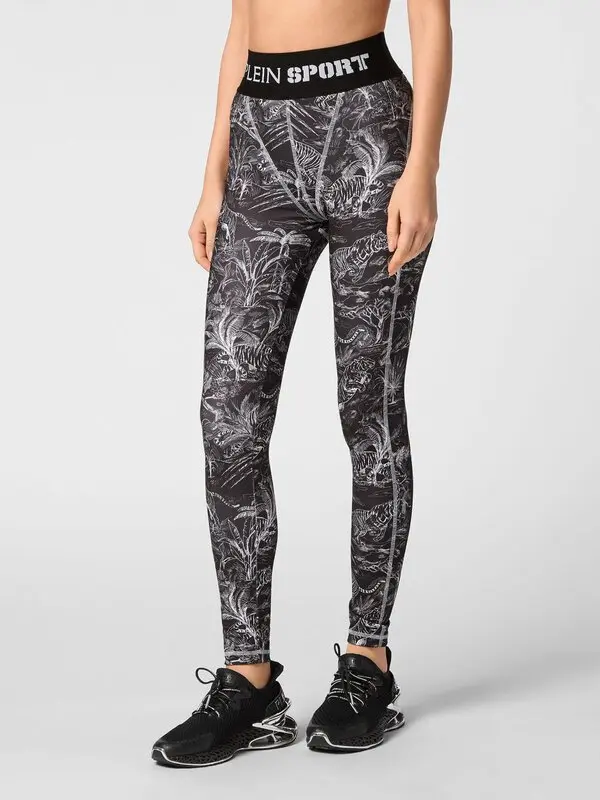 PLEIN SPORT Printed Leggings - Black