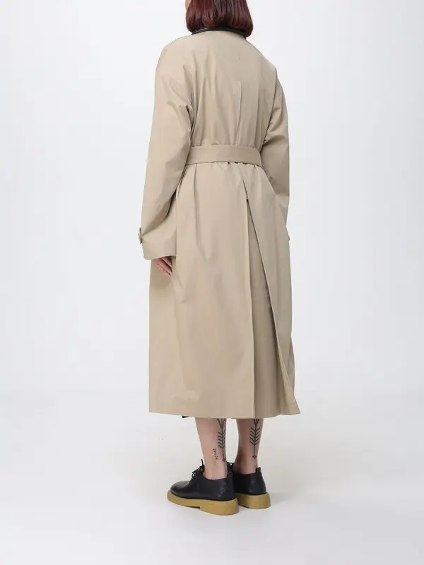 Bottega Veneta Oversized Long Cotton Trench Coat With Leather Collar